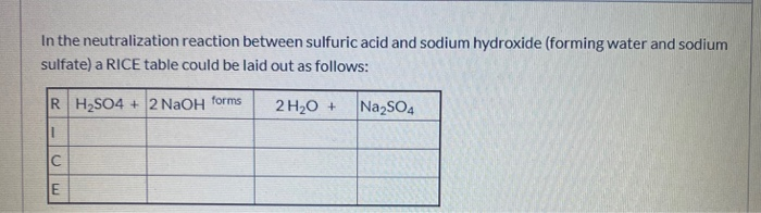 Solved In the neutralization reaction between sulfuric acid | Chegg.com
