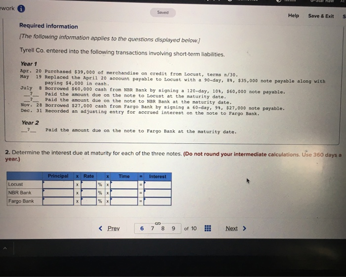 Solved ROW ework Saved Help Save & Exit S Required | Chegg.com
