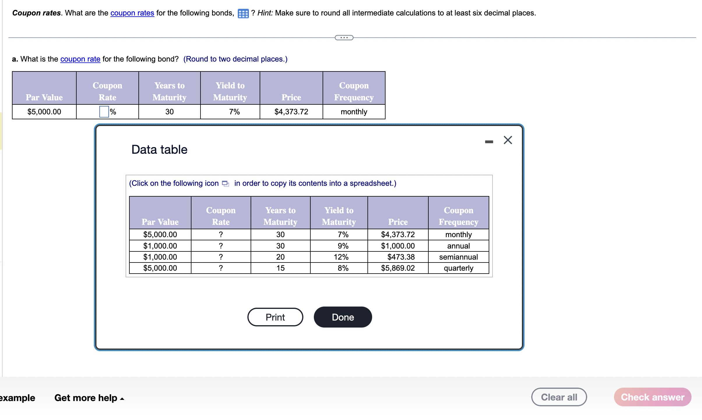 Coupon rates. What are the coupon rates for the | Chegg.com