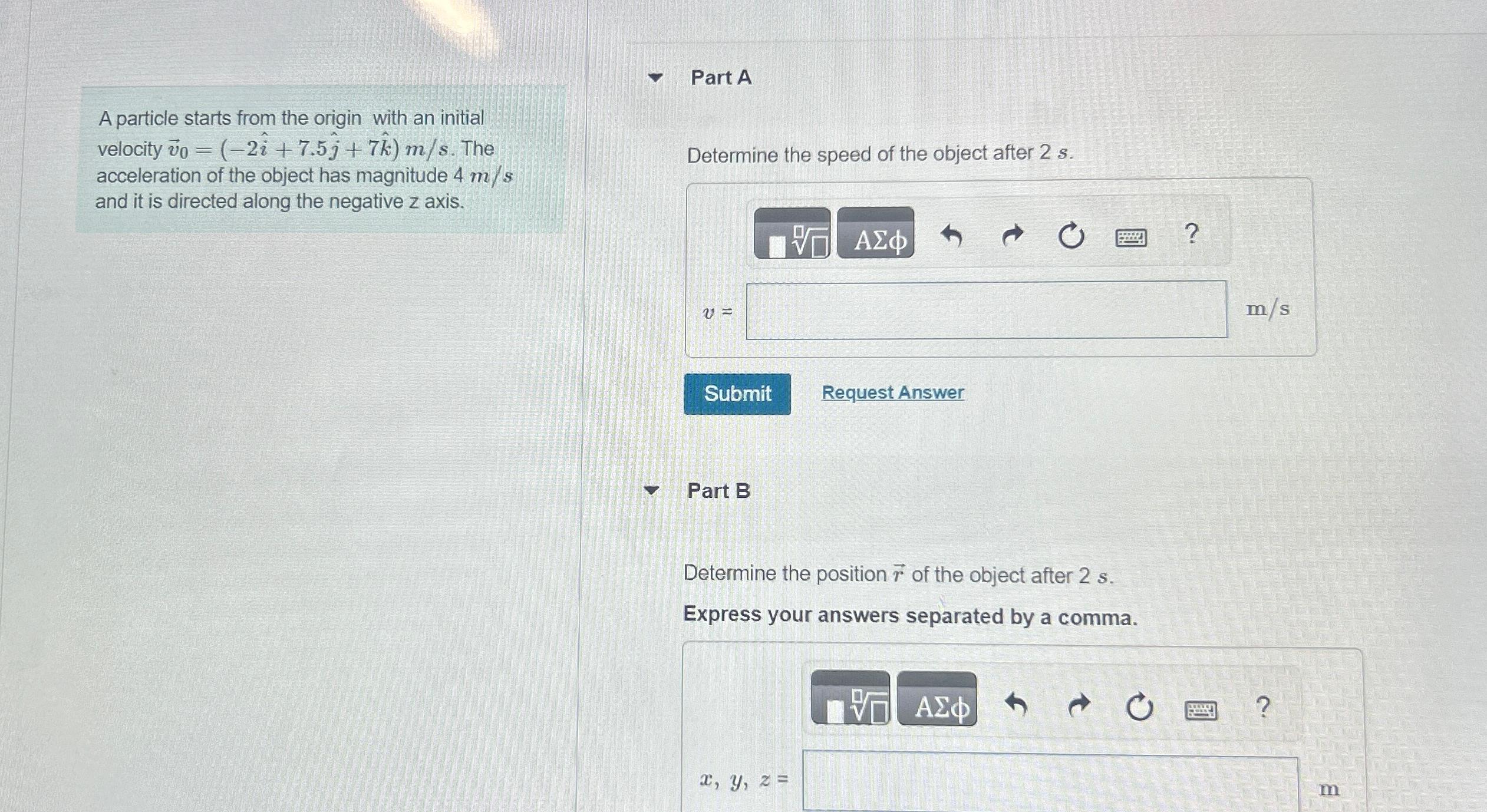 Solved Q13 ﻿Part AA particle starts from the origin with an | Chegg.com