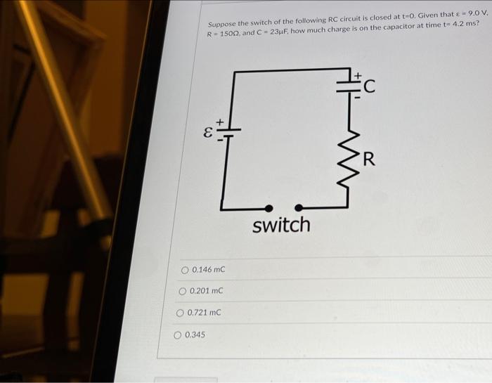 Solved Suppose the switch of the following RC circuit is | Chegg.com
