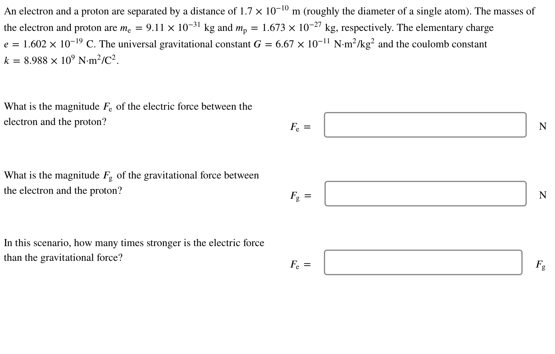 Solved An electron and a proton are separated by a distance | Chegg.com