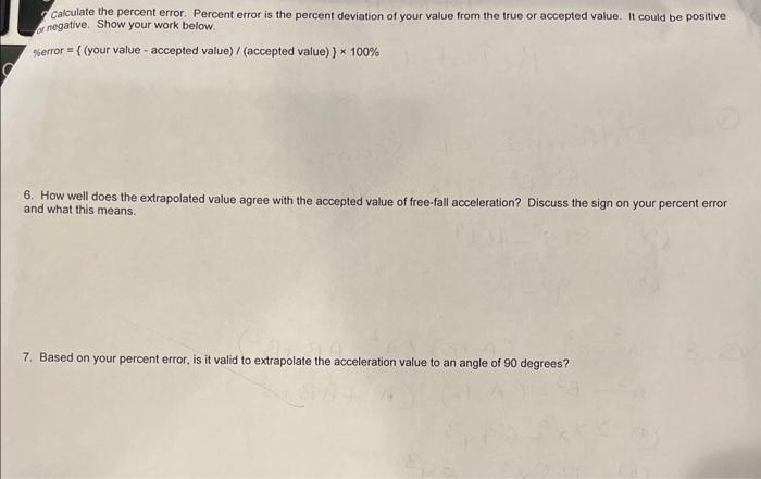 7 Calculate the percent error. Percent error is the | Chegg.com
