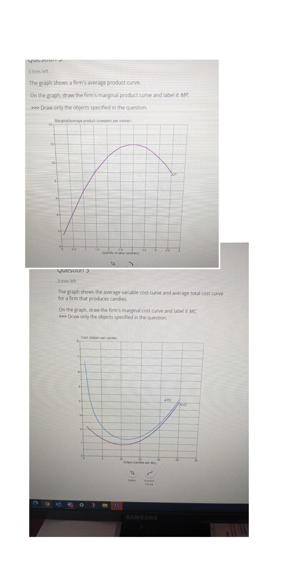 Solved Pucou- 3 tries left The graph shows a firm's average | Chegg.com
