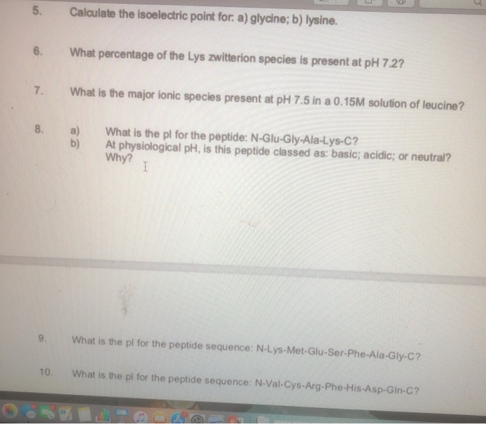 Solved Calculate the isoelectric point for: a) glycine; b) | Chegg.com