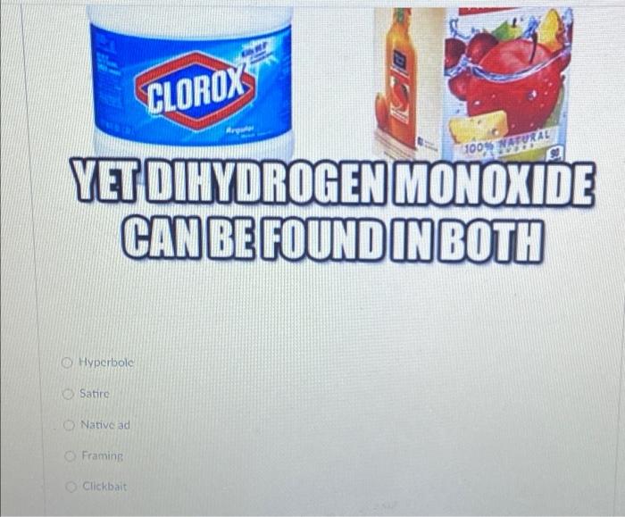 Solved The following is an example of Dihydrogen Monoxide | Chegg.com