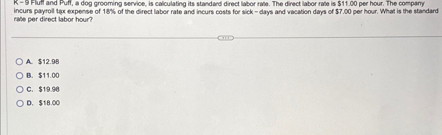 K-9 ﻿Fluff and Puff, a dog grooming service, is | Chegg.com