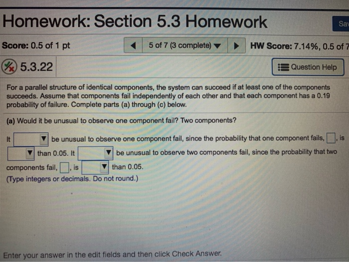 Solved Homework Section 5 3 Homework Save 5 Of 7 3