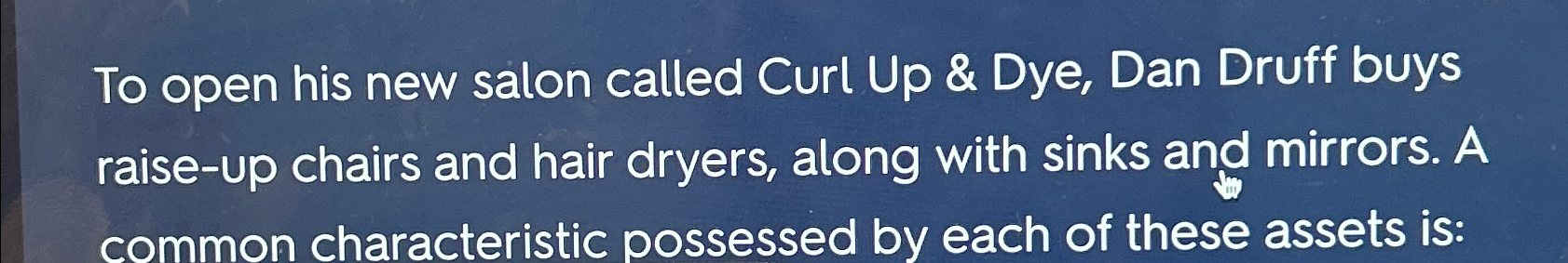 Solved To open his new salon called Curl Up & Dye, Dan Druff | Chegg.com