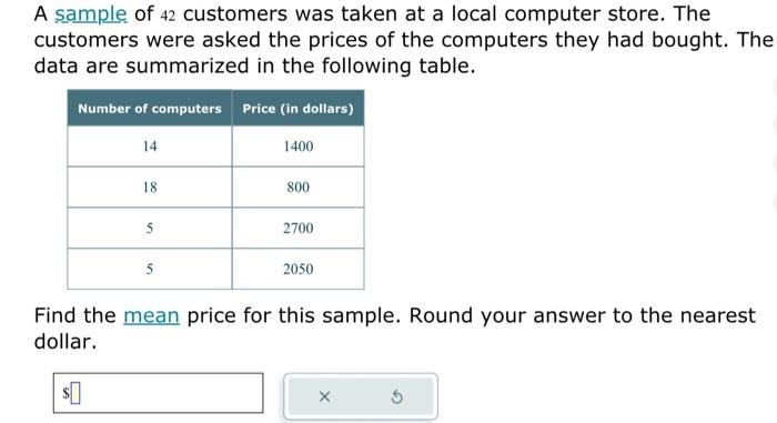 Solved A sample of 42 customers was taken at a local | Chegg.com