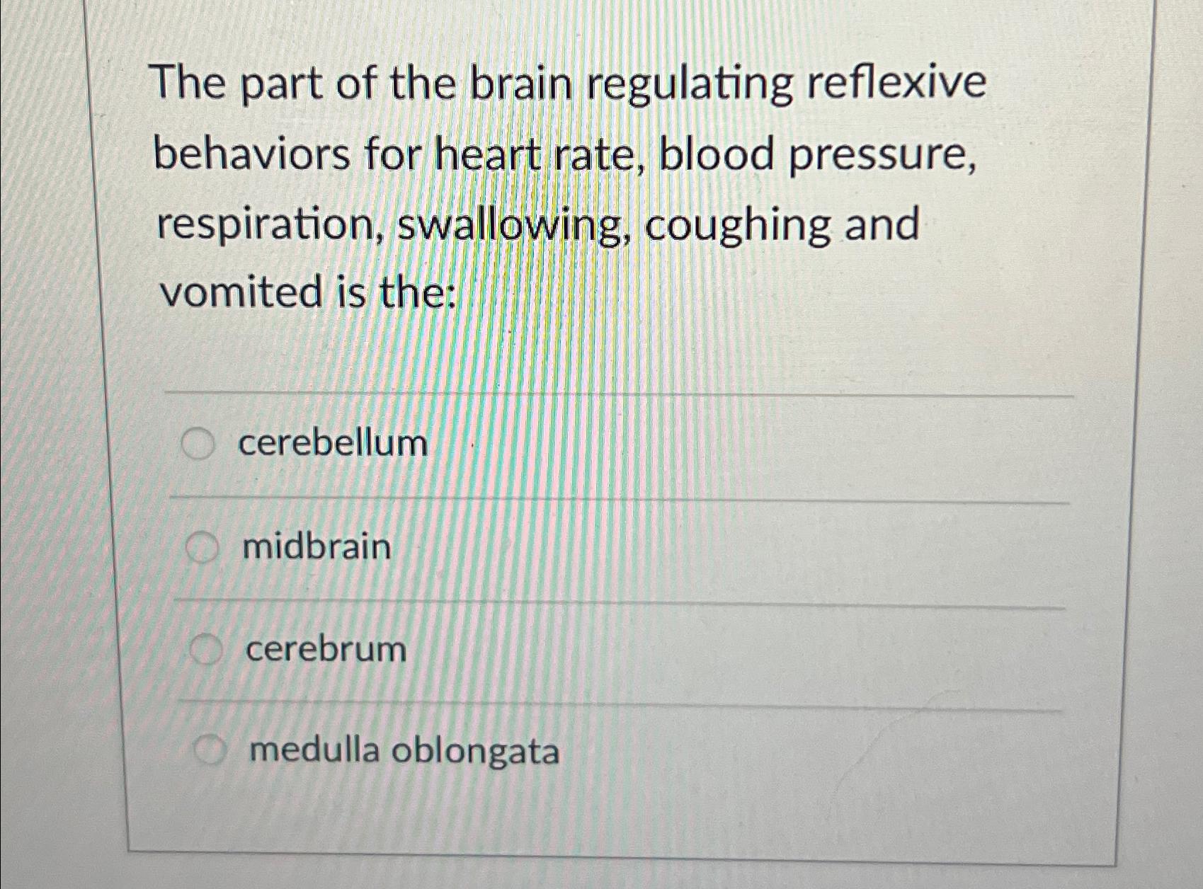 Solved The part of the brain regulating reflexive behaviors | Chegg.com