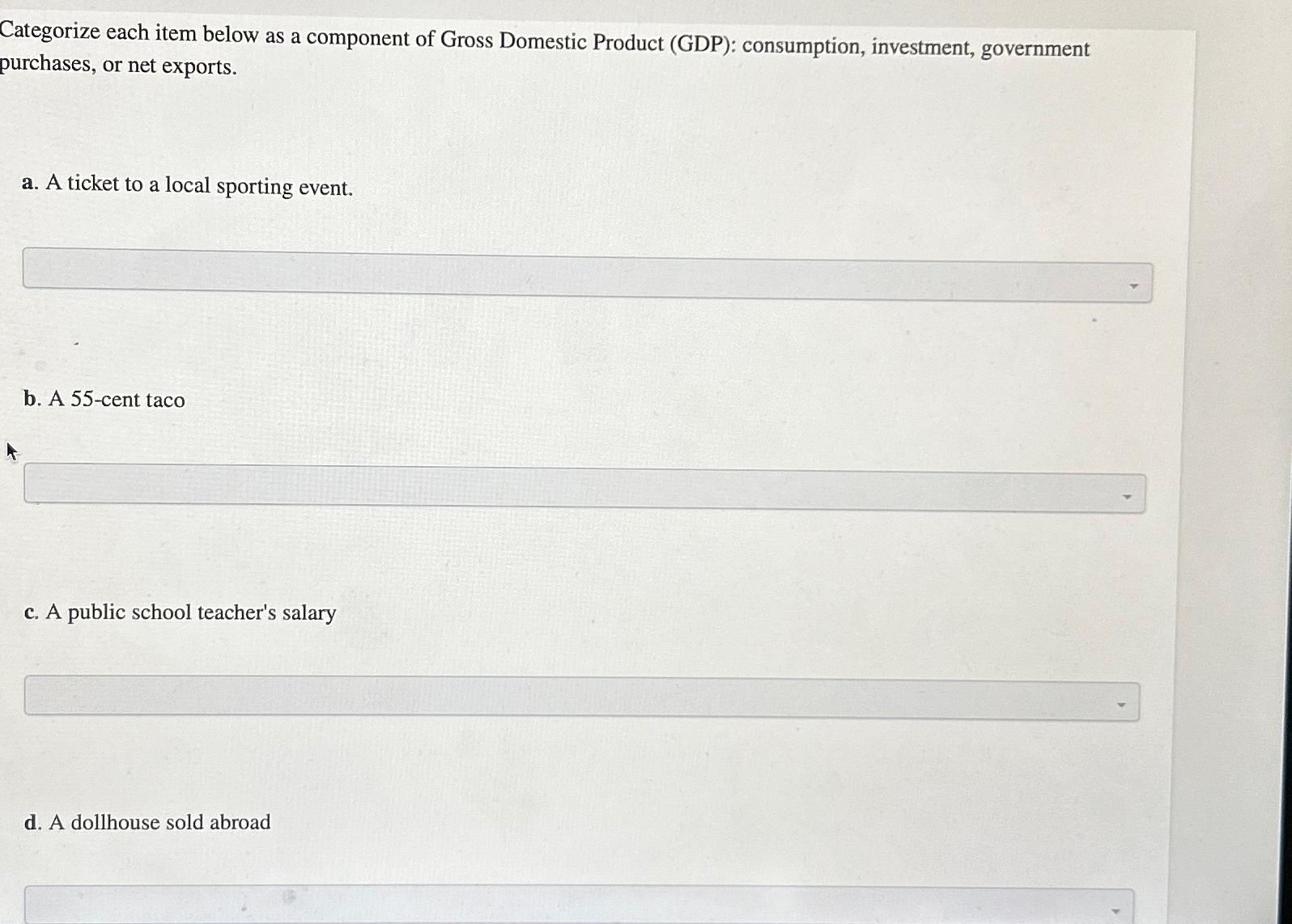 Solved Categorize each item below as a component of Gross | Chegg.com