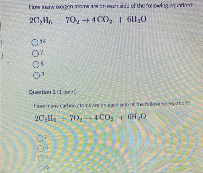 Solved How many oxygen atoms are on each side of the | Chegg.com