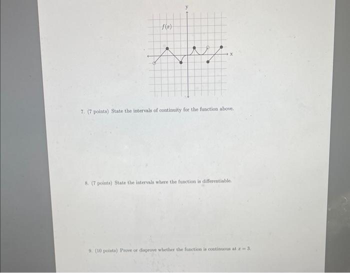 Solved 7. (7 points) State the intervals of continuity for | Chegg.com