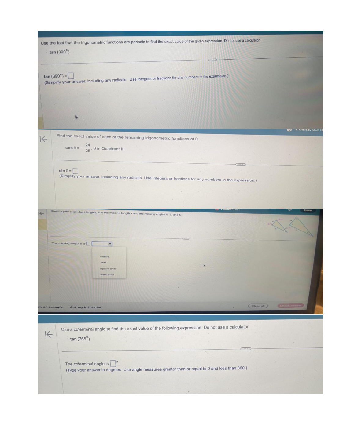Solved Find the exact value of each of the remaining | Chegg.com