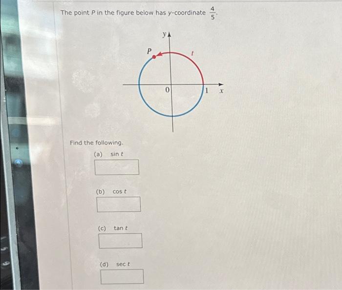 Solved The point P in the figure below has y-coordinate Find | Chegg.com
