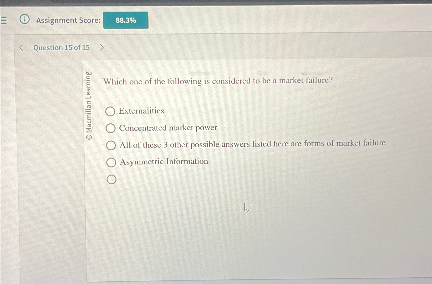 Solved Assignment Score:Question 15 ﻿of 15Which one of the | Chegg.com