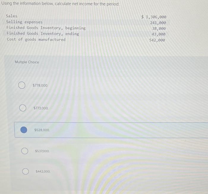 Solved Using the information below, calculate net income for | Chegg.com
