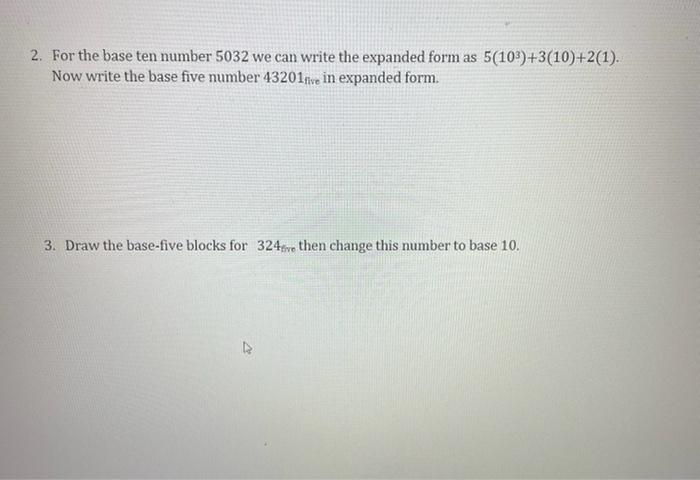 Solved 2. For the base ten number 5032 we can write the | Chegg.com