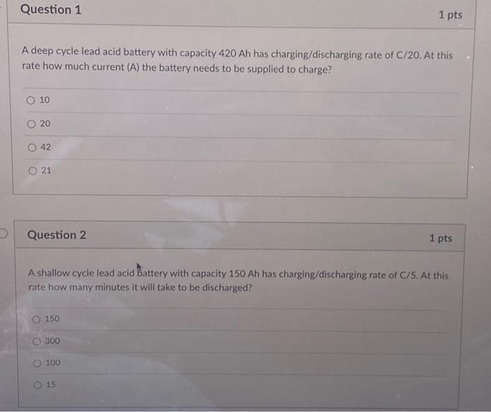 Solved A deep cycle lead acid battery with capacity 420 Ah | Chegg.com