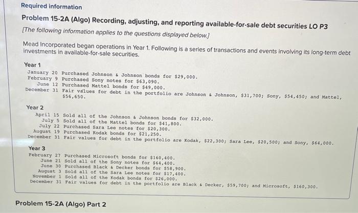 Solved Problem 15-2A (Algo) Recording, adjusting, and | Chegg.com