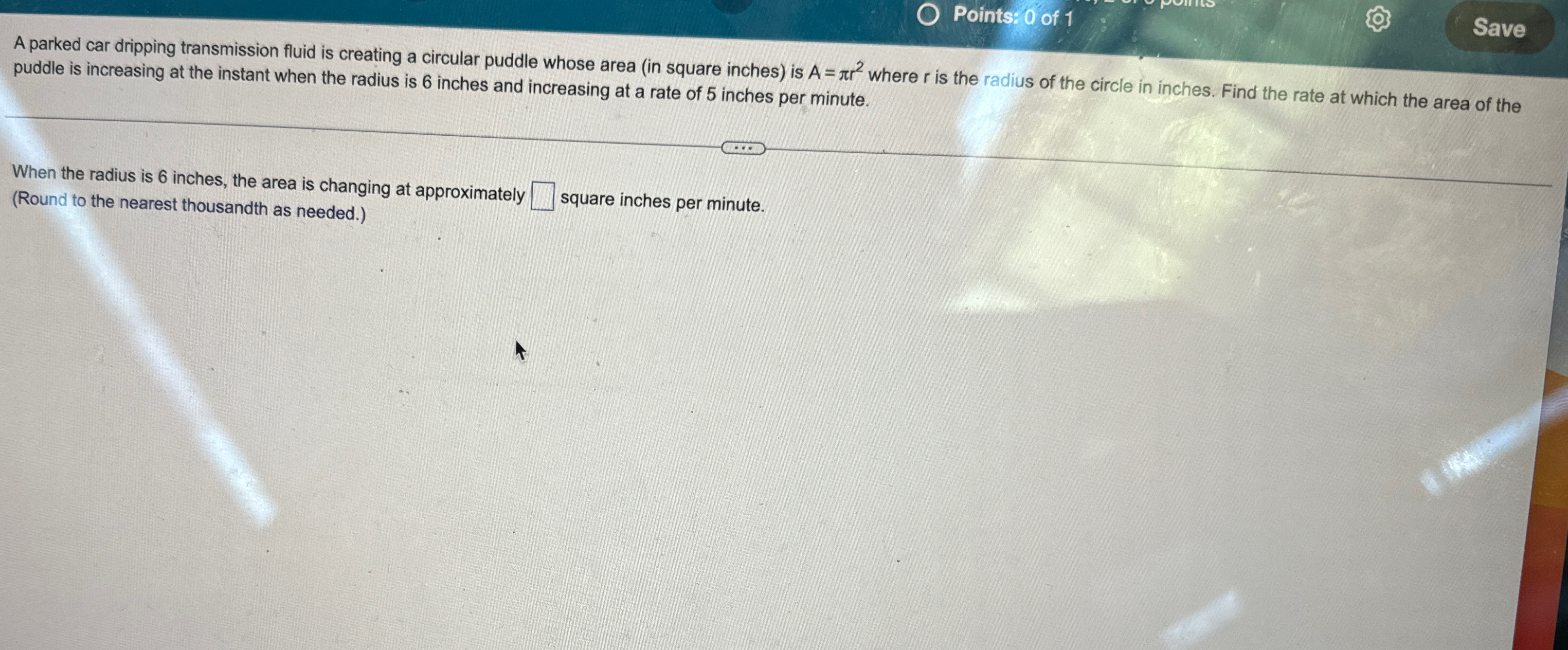 Solved Points: 0 ﻿of 1SaveA parked car dripping transmission | Chegg.com