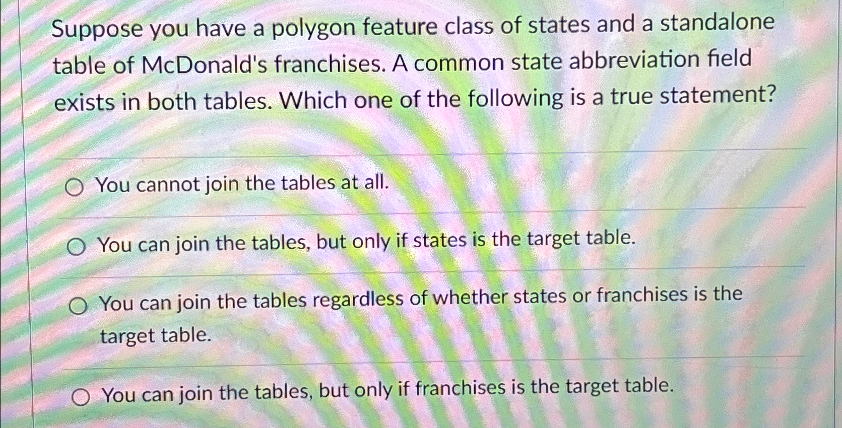 Solved Suppose you have a polygon feature class of states | Chegg.com