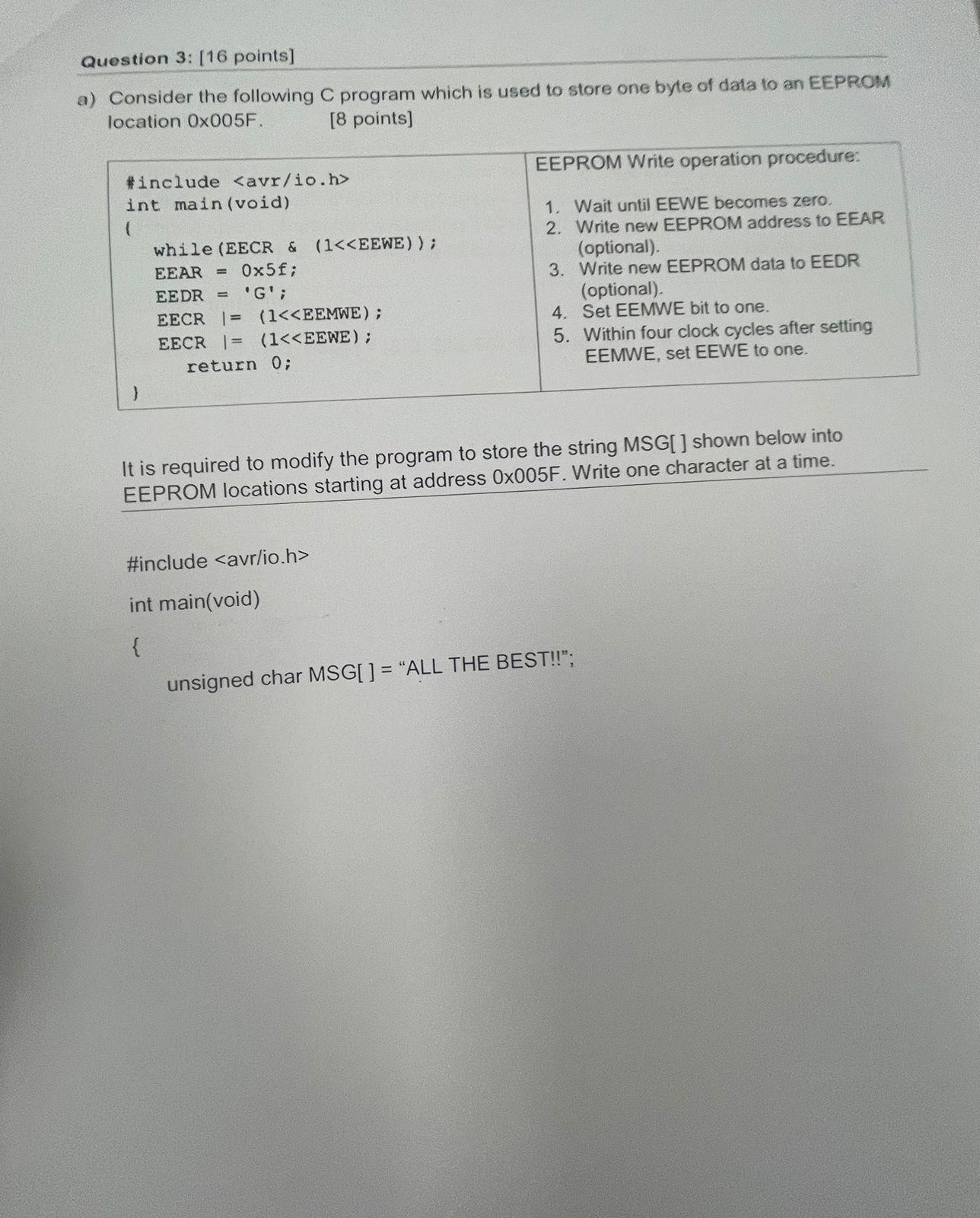 Solved Question 3: [16 ﻿points]a) ﻿Consider the following C | Chegg.com