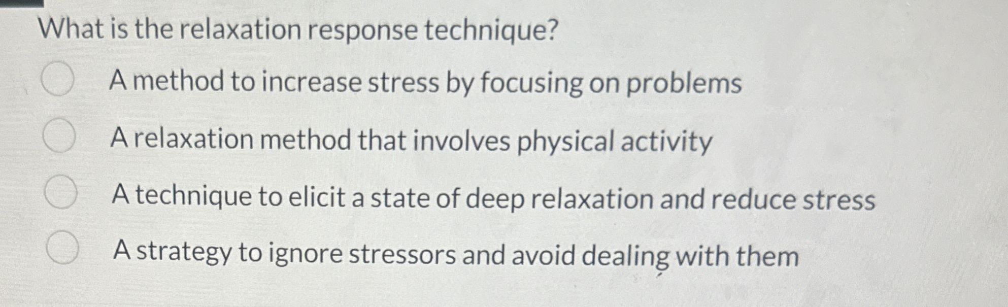 Solved What is the relaxation response technique?A method to | Chegg.com