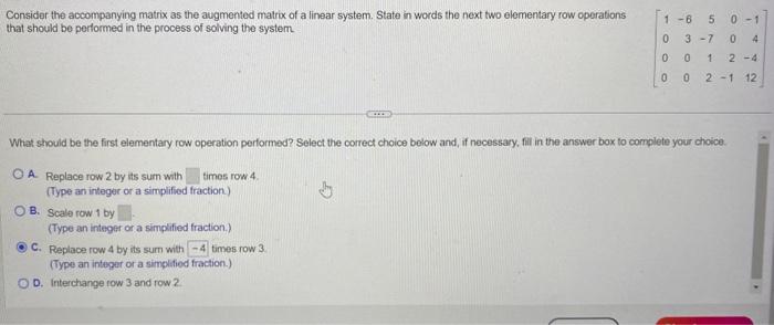 Solved What should be the first elementary row operation | Chegg.com