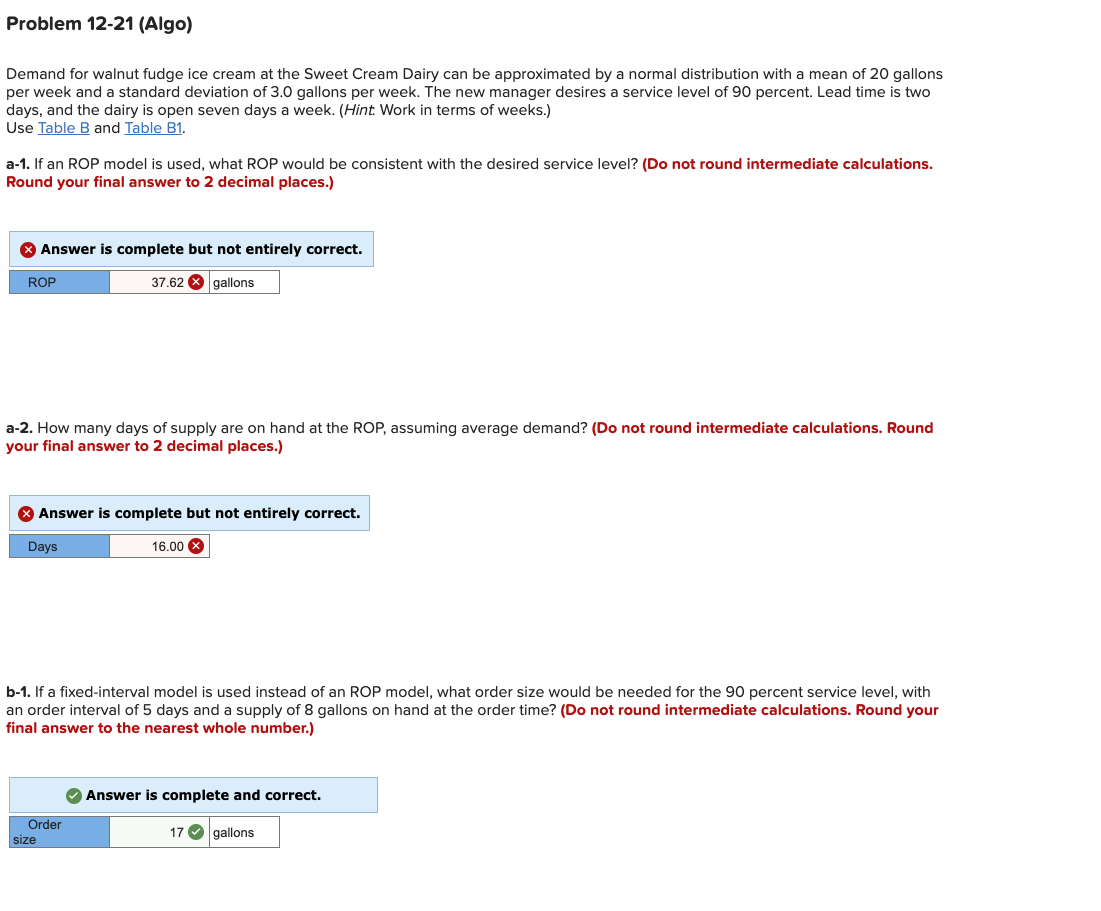 Problem 12-21 (Algo)Demand for walnut fudge ice cream | Chegg.com