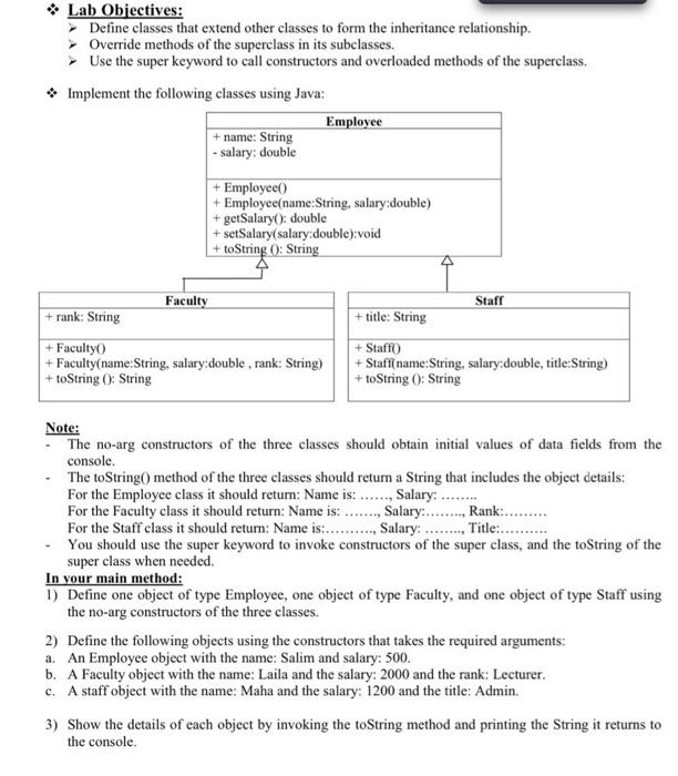 Solved Lab Objectives Define Classes That Extend Other