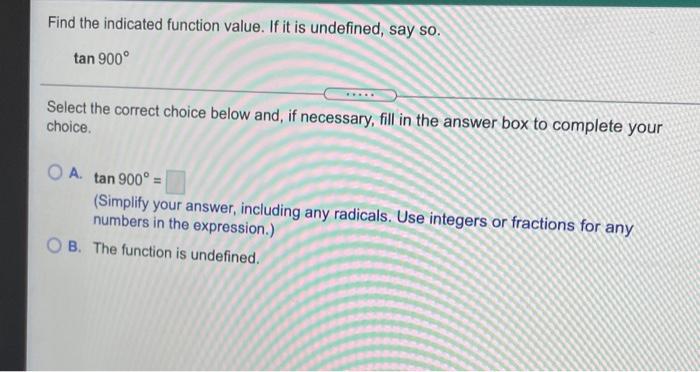 Solved Find the indicated function value. If it is | Chegg.com