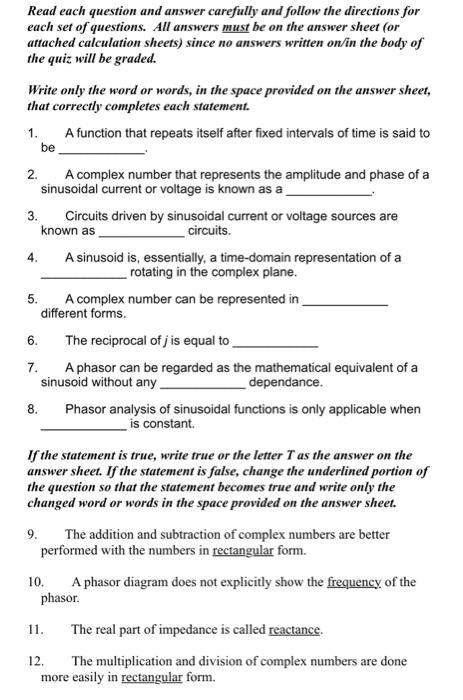Solved Read each question and answer carefully and follow | Chegg.com