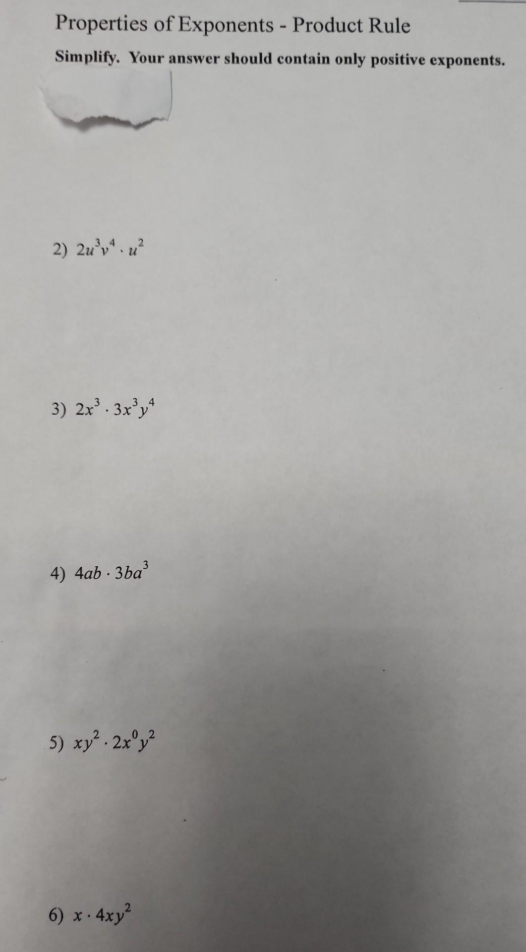 Solved Properties of Exponents - Product Rule Simplify. Your | Chegg.com