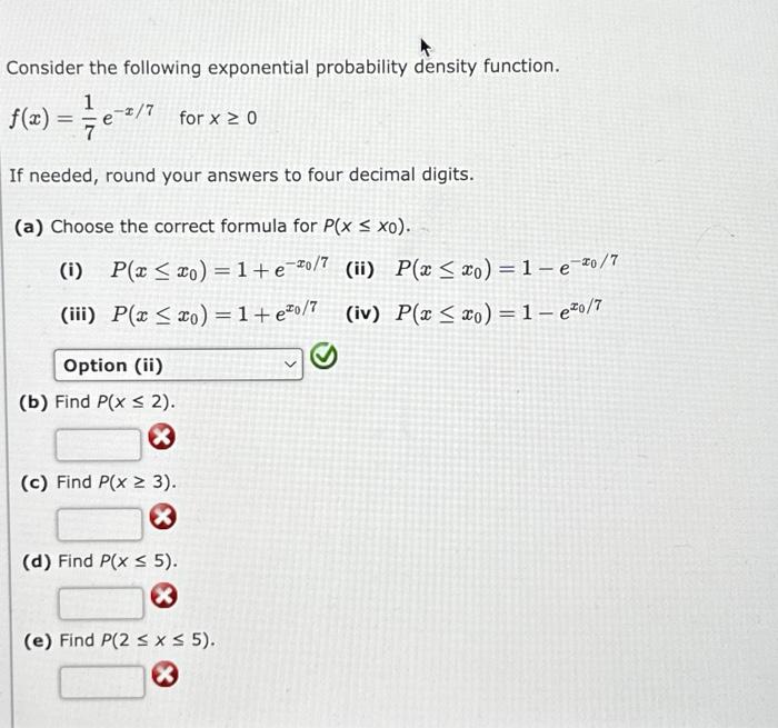 Solved Consider the following exponential probability | Chegg.com