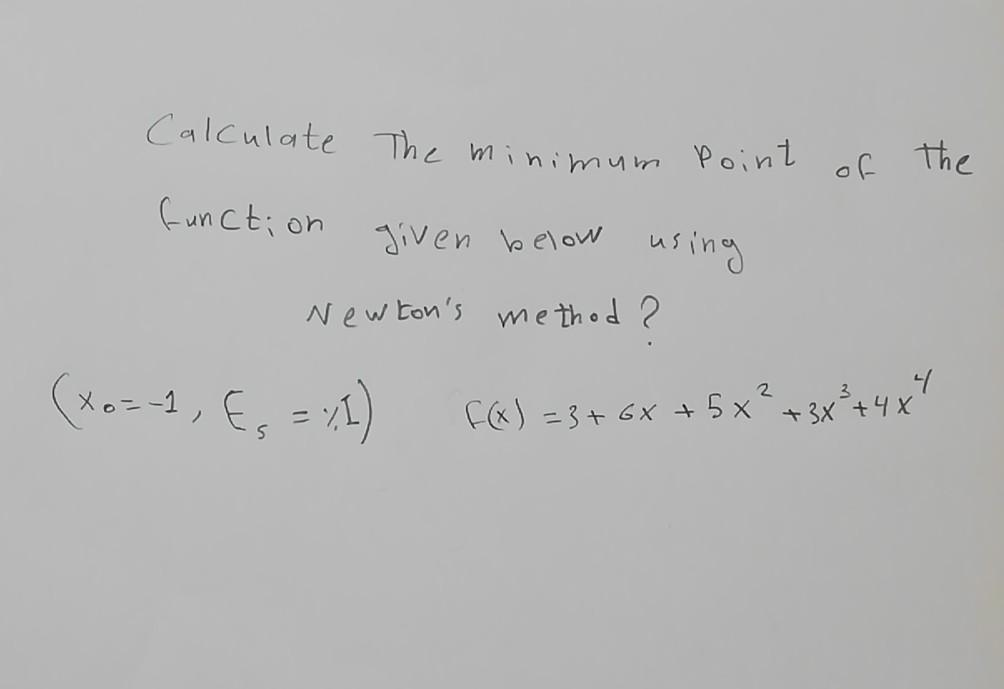 Solved Calculate the minimum Point the function given below | Chegg.com