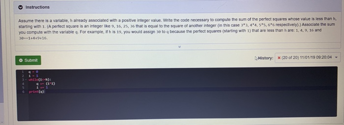 Solved Instructions Assume there is a variable, h already | Chegg.com