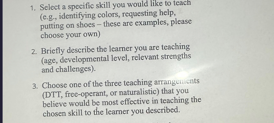 Solved Select a specific skill you would like to teach | Chegg.com