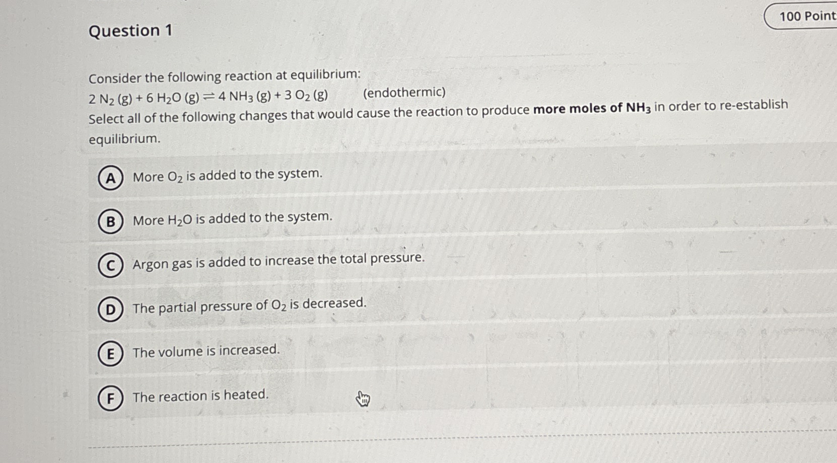 Question 1Consider the following reaction at | Chegg.com