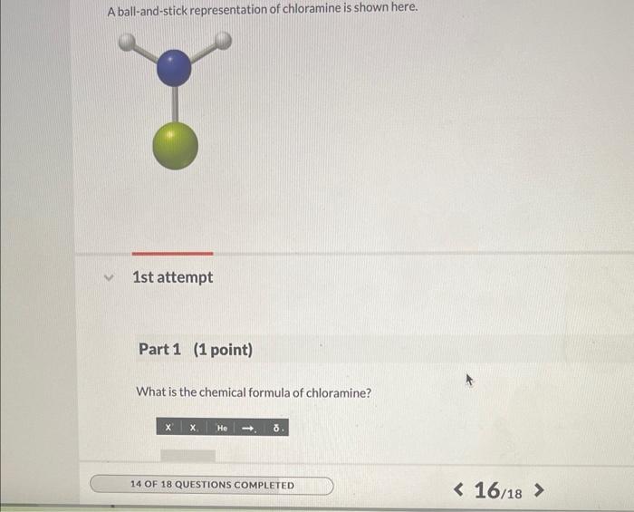 Solved A ball-and-stick representation of chloramine is | Chegg.com