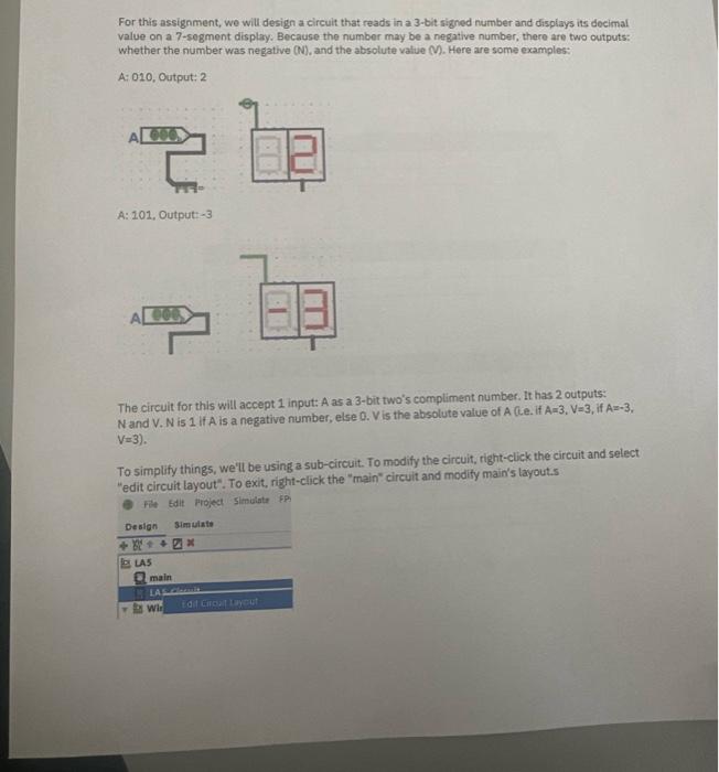 Solved For this assignment, we will design a circuit that | Chegg.com