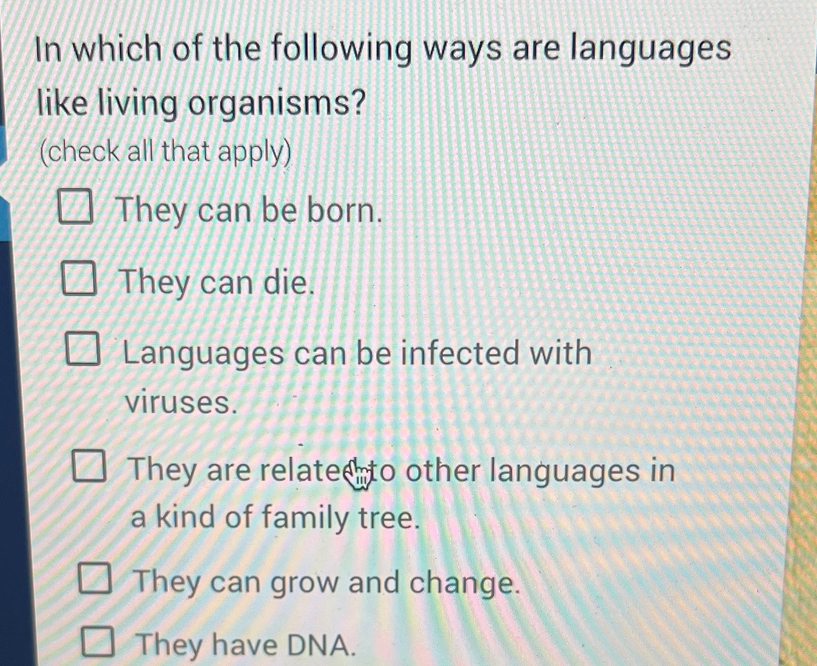 Solved In which of the following ways are languages like | Chegg.com