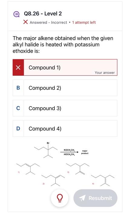 Solved The major alkene obtained when the given alkyl halide | Chegg.com