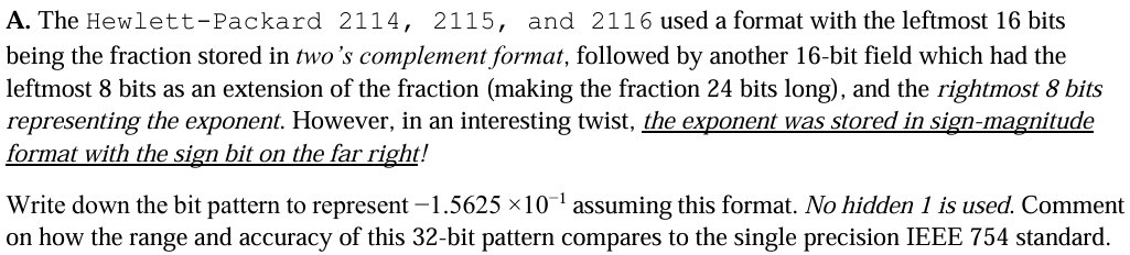 Solved A. ﻿The Hewlett-Packard 2114,2115 , ﻿and 2116 ﻿used a | Chegg.com