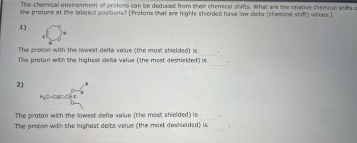 Solved The chemical environment of protons can be deduced | Chegg.com