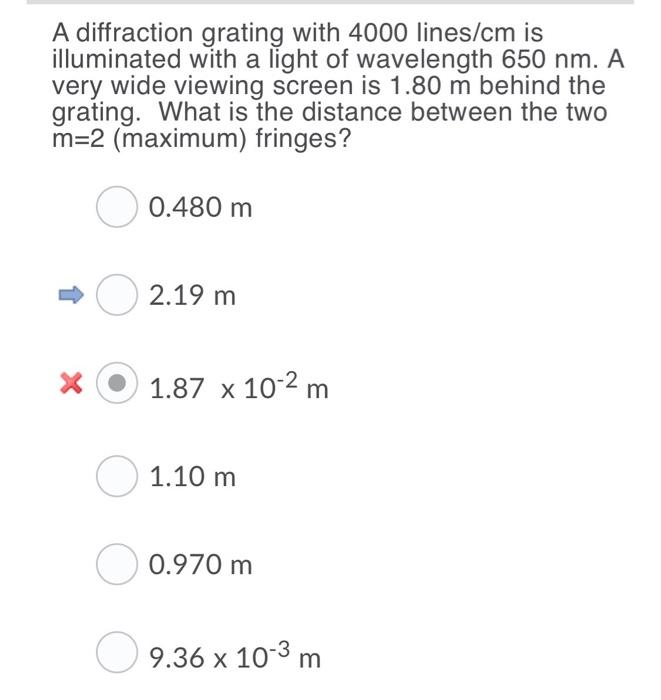 Solved A Diffraction Grating With 4000 Lines Cm Is