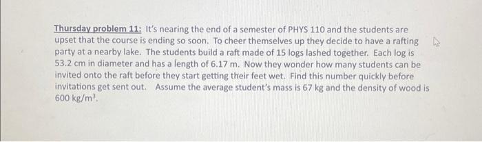 Solved Thursday problem 11: It's nearing the end of a | Chegg.com