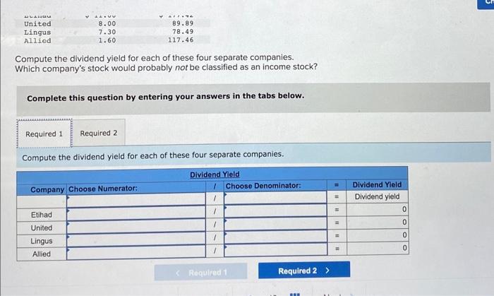 Solved Exercise 11-23 (Algo) Dividend yield computation and | Chegg.com