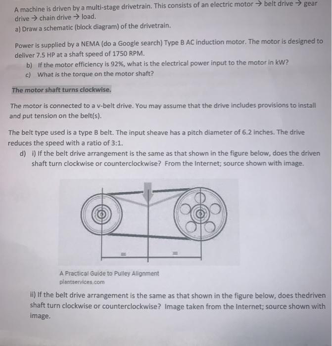 Solved A machine is driven by a multi-stage drivetrain. This | Chegg.com